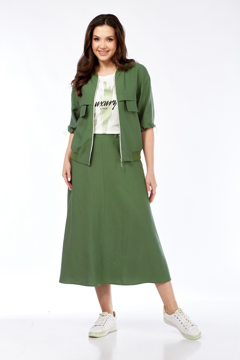 *Костюм с юбкой 1333 зеленый Milora купить - 19% скидка | в наличии